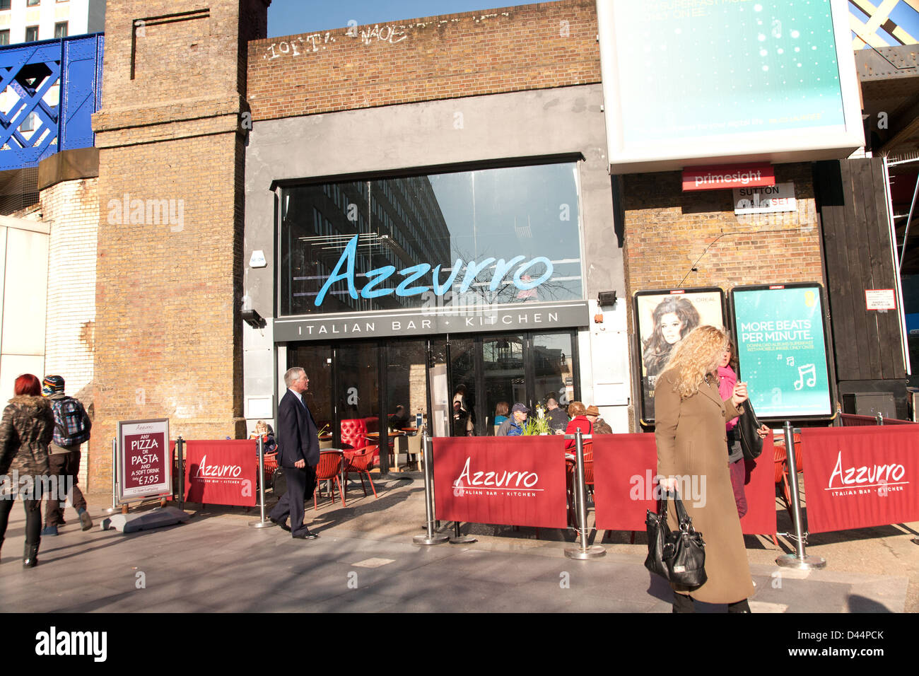 Azzurro Restaurant entrance, Southbank, London, England, United Kingdom ...