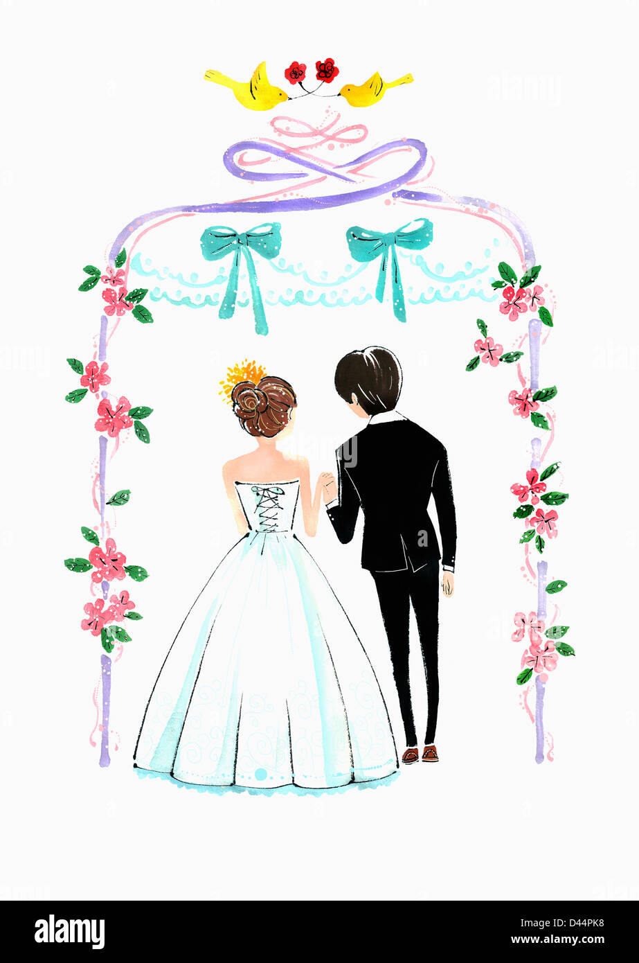 illustration of a couple getting married Stock Photo - Alamy