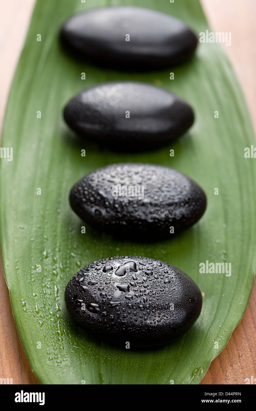 Spa stones palm leaf hi-res stock photography and images - Alamy