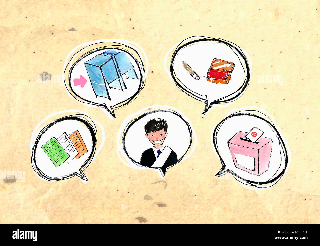 illustration of items related to voting Stock Photo - Alamy