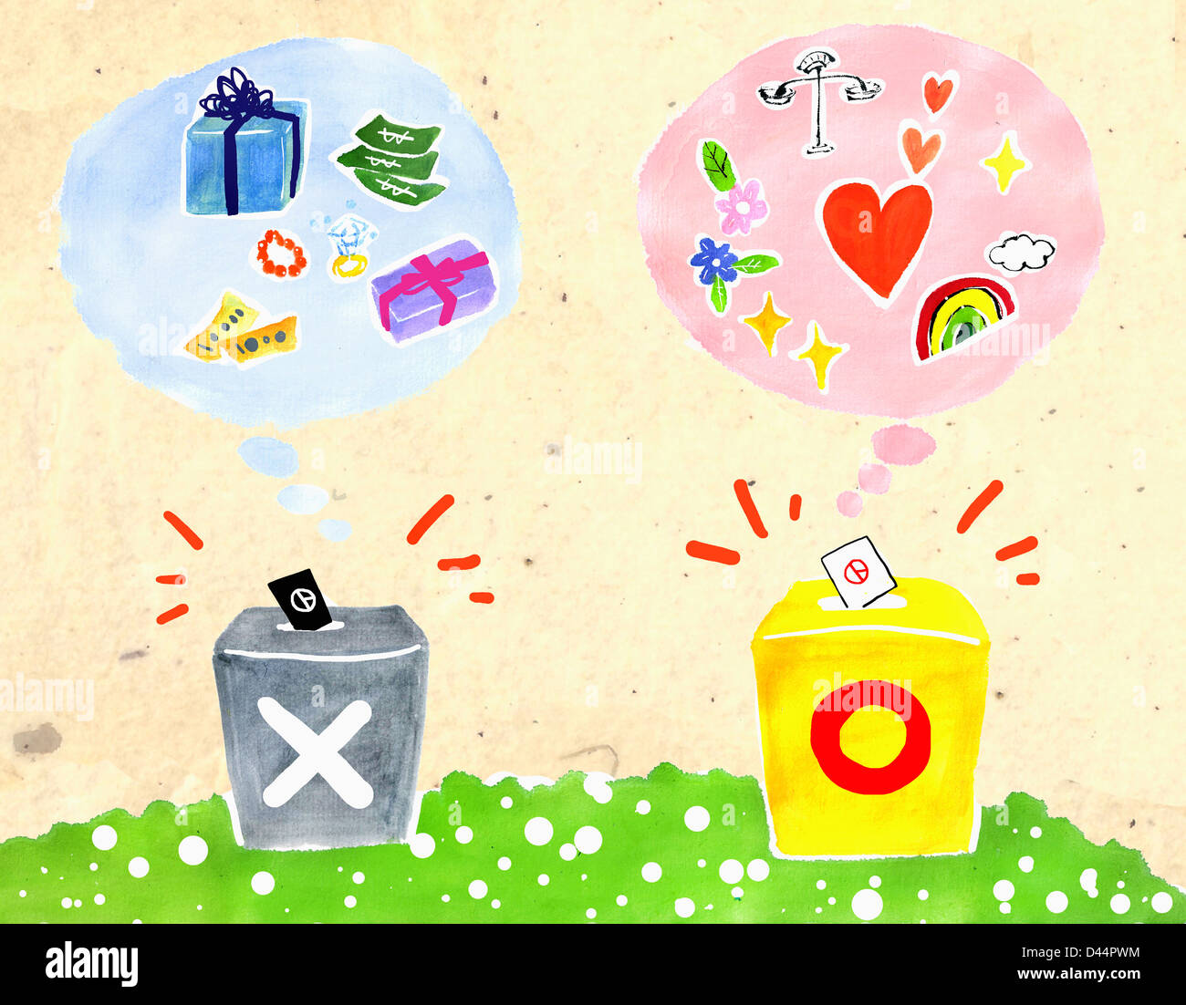 illustration of voting in a right way Stock Photo - Alamy