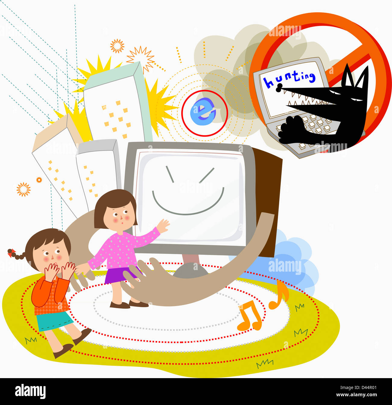 illustration of no sign for kids watching TV or doing internet Stock ...
