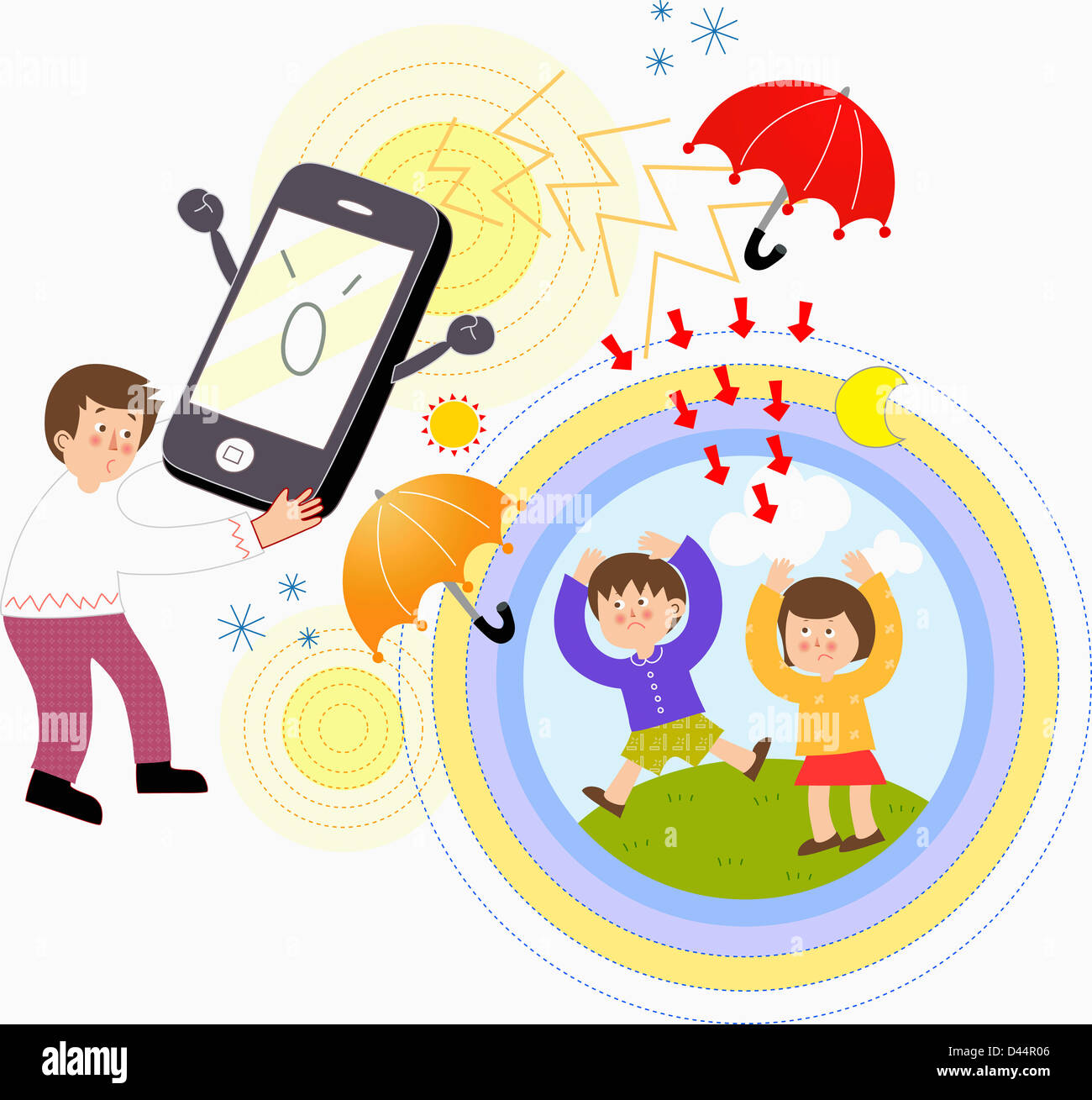 illustration of finding the kids with GPS Stock Photo - Alamy
