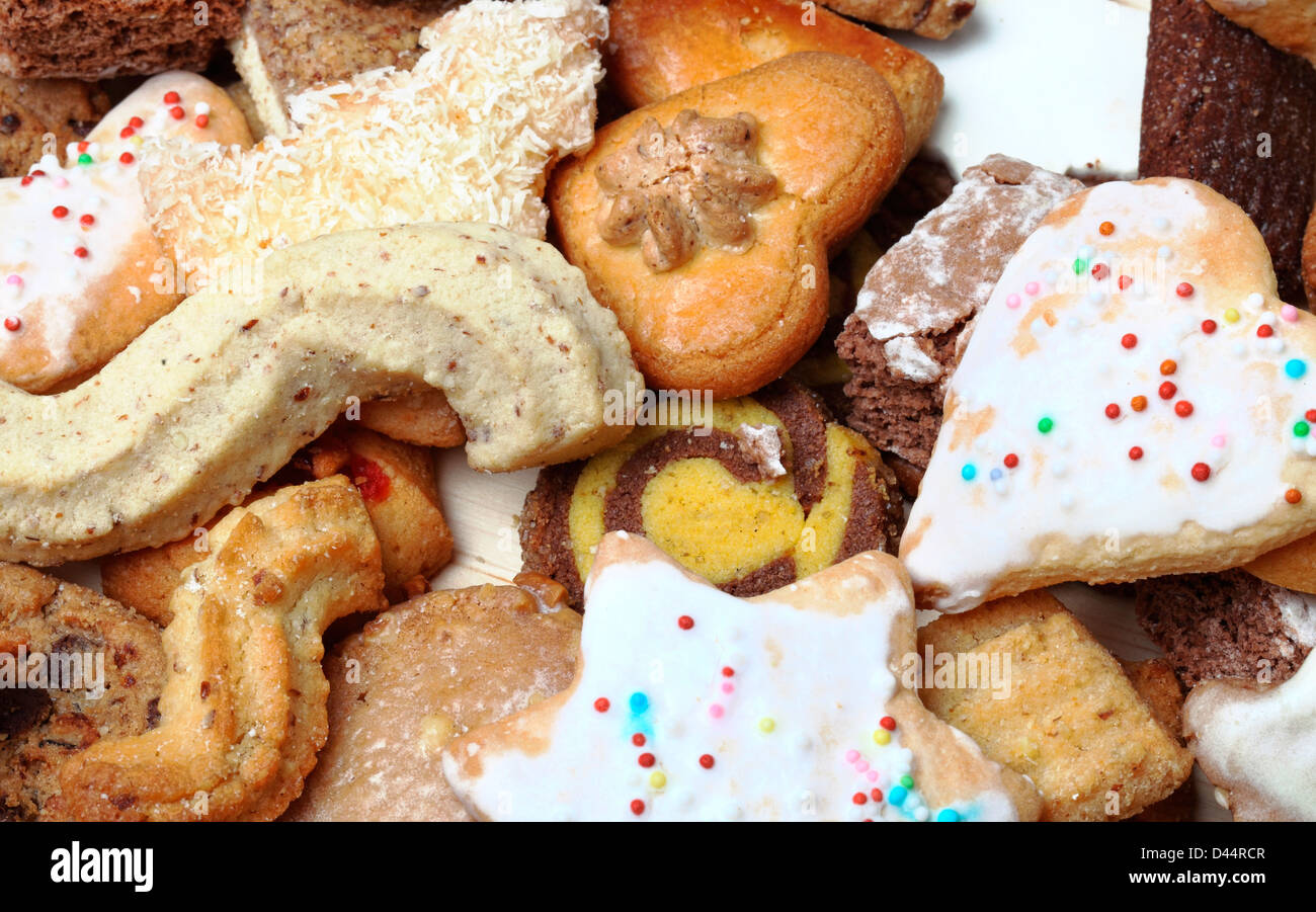 Close-up image of a stack of various biscuits and cookies Stock Photo ...