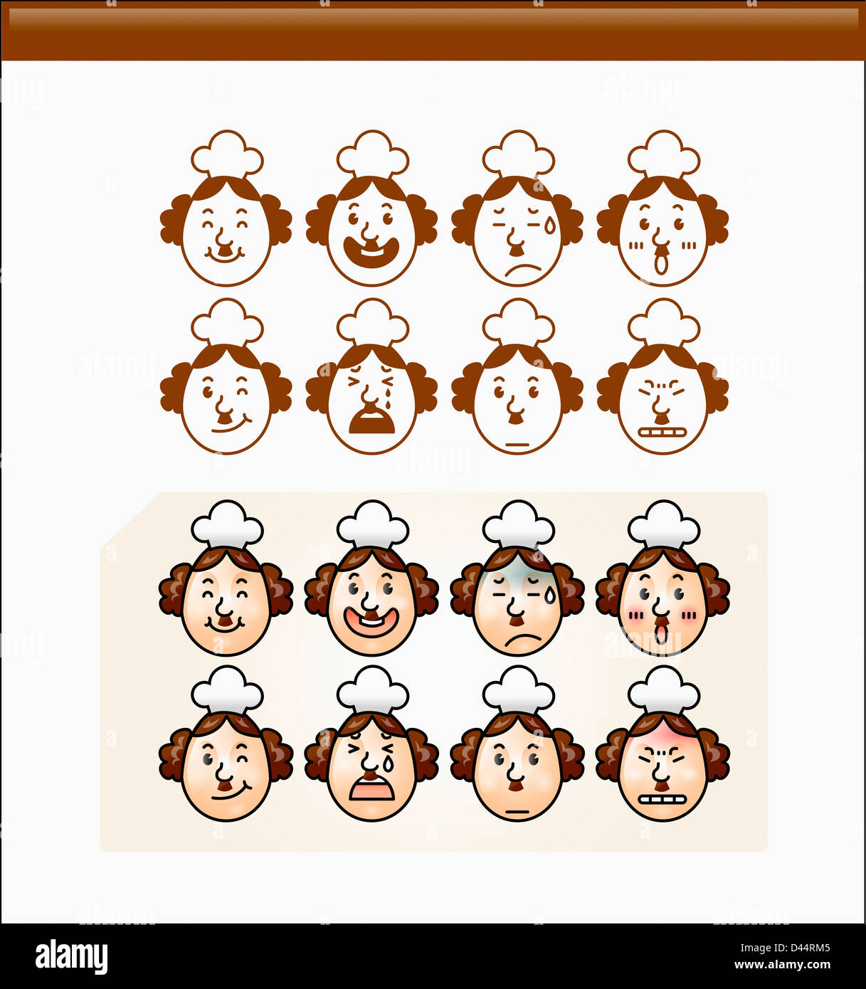icons of a cook with different facial expression icons Stock Photo - Alamy