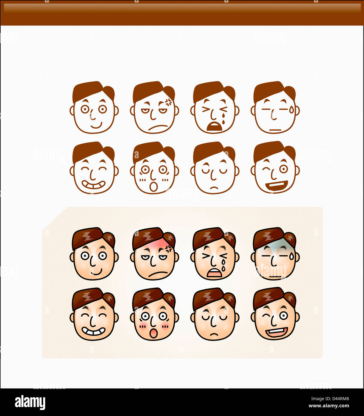 icons of a man with different facial expression icons Stock Photo - Alamy