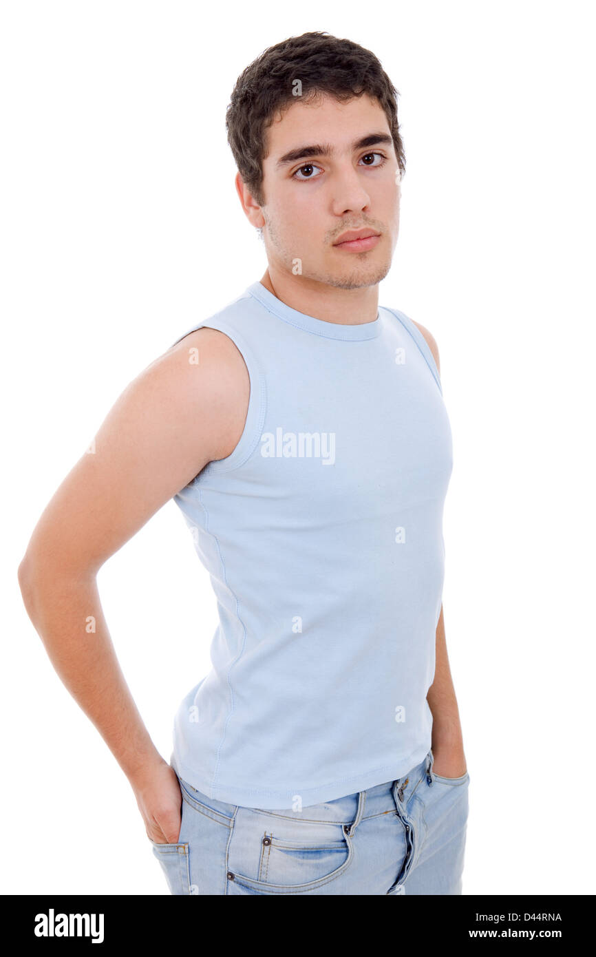 young casual man looking, isolated on white Stock Photo - Alamy