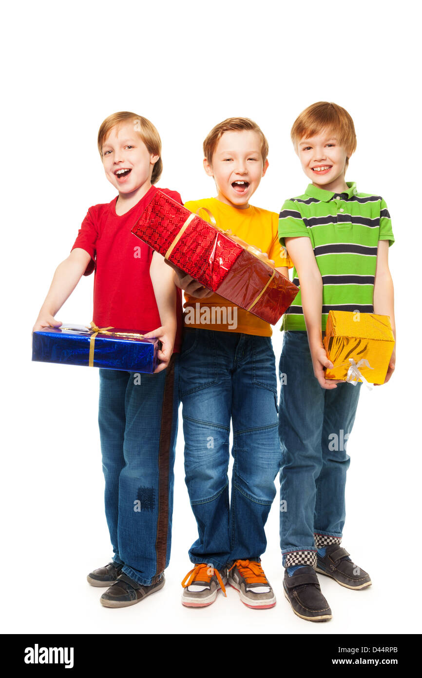 Portrait of three boys laughing Cut Out Stock Images & Pictures - Alamy