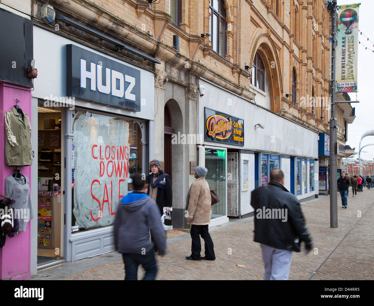 Hudz Closing down sale, Cedar Square, Blackpool, Lancashire, UK Stock ...