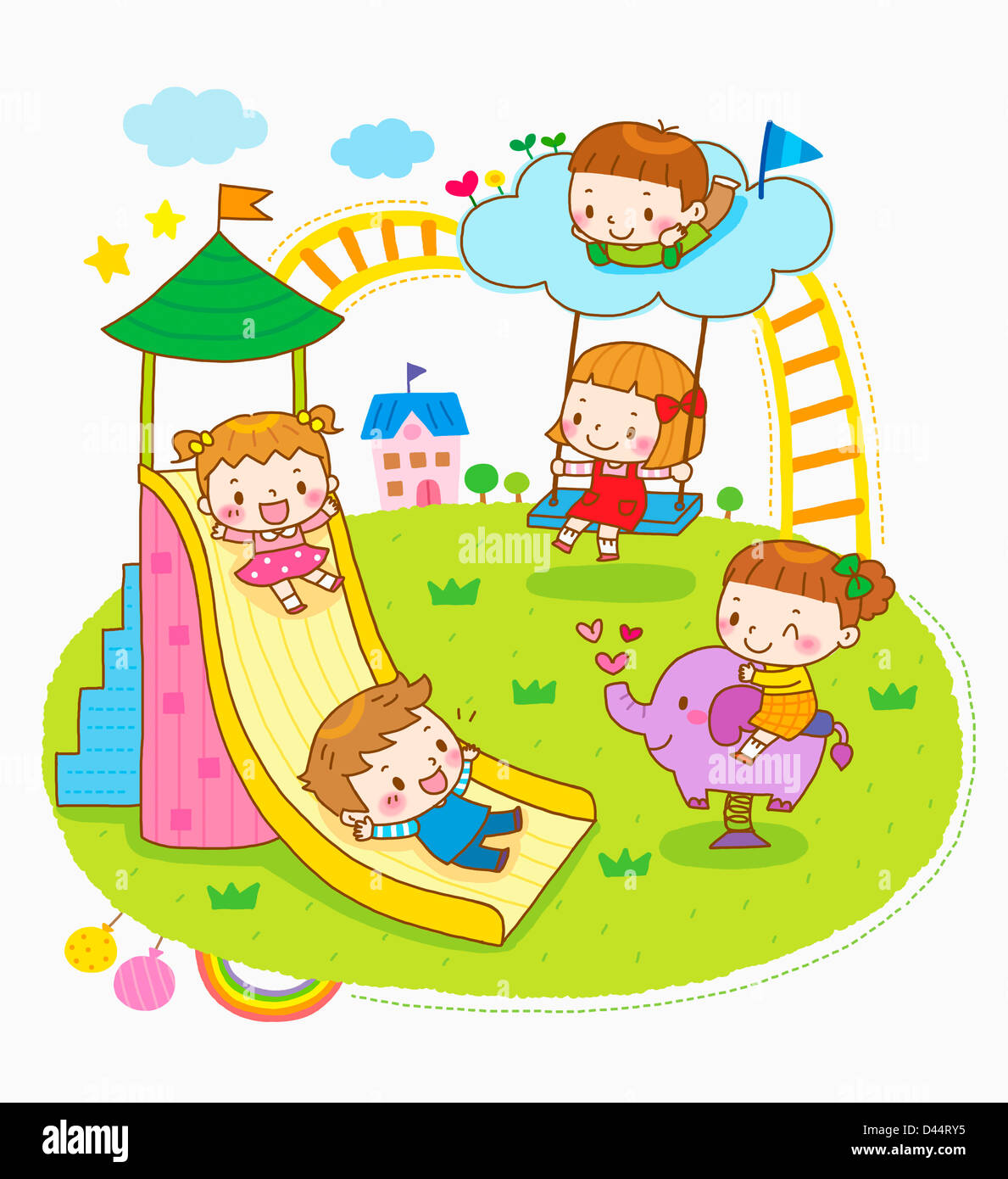 Cute kids slide Cut Out Stock Images & Pictures - Alamy
