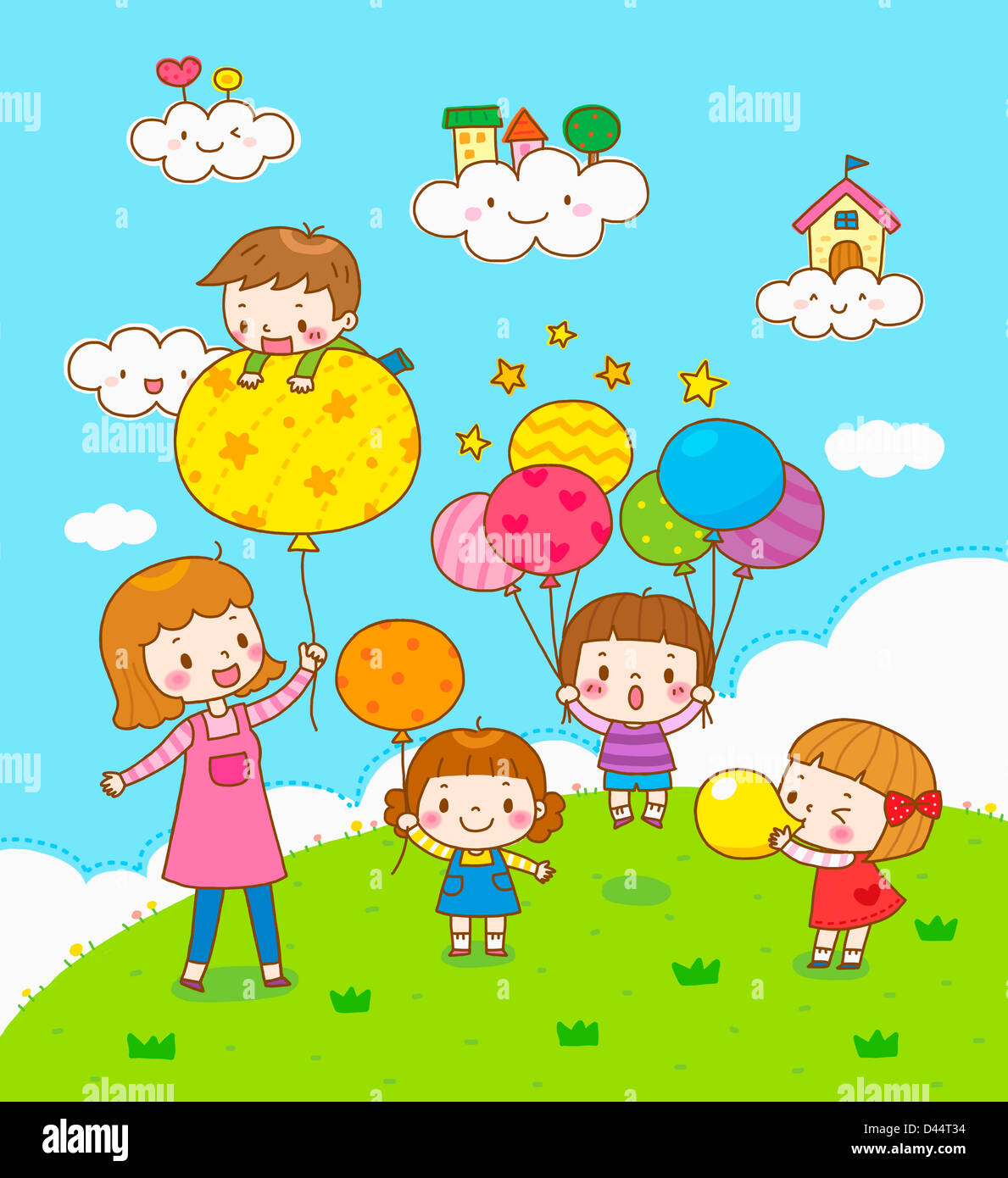 Kids balloons teacher hi-res stock photography and images - Alamy