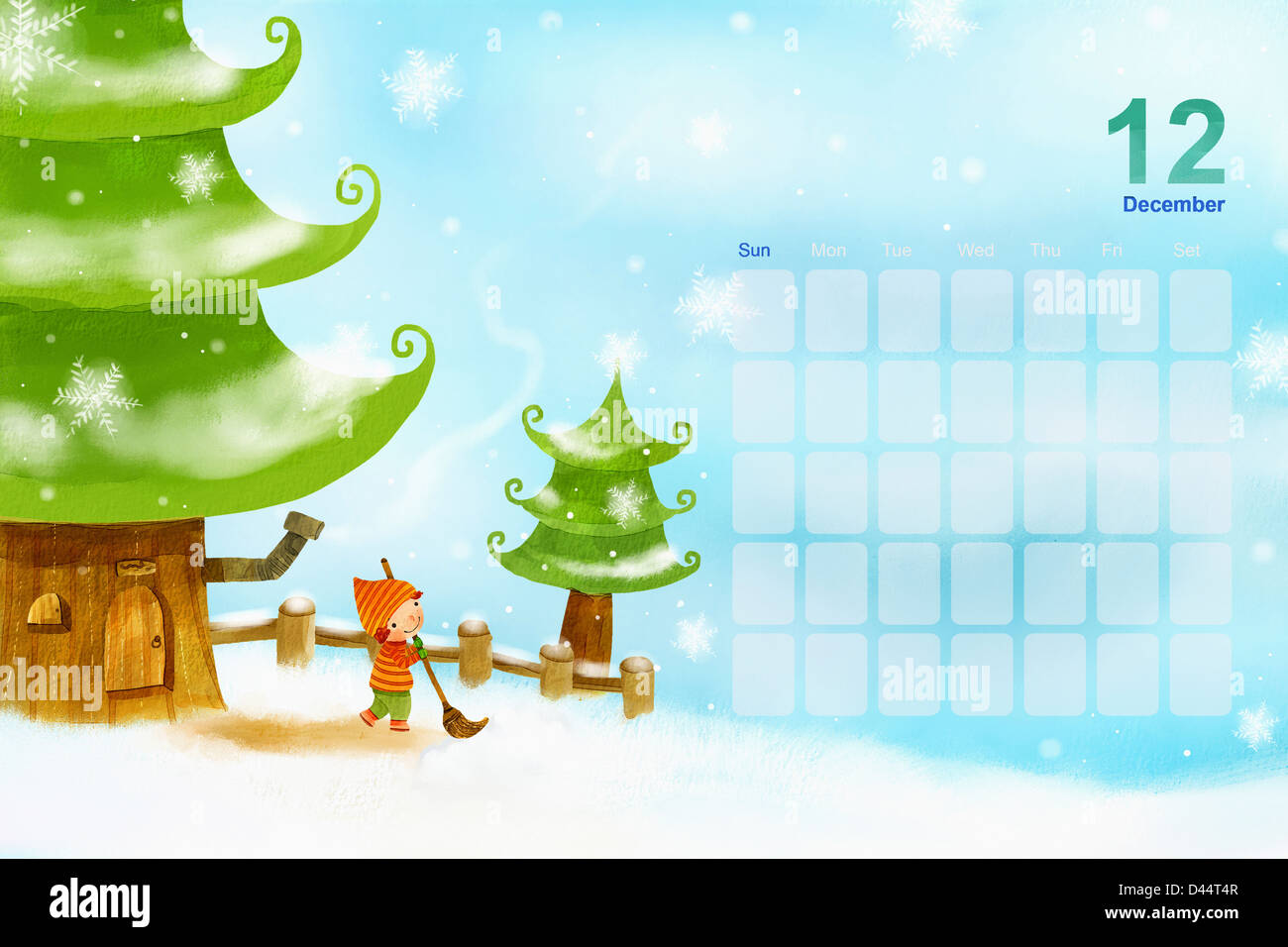 a illustration calendar page of December Stock Photo - Alamy