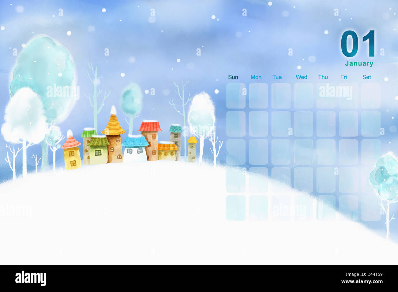 a illustration calendar page of January Stock Photo - Alamy