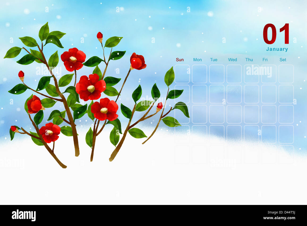 a illustration calendar page of January Stock Photo - Alamy