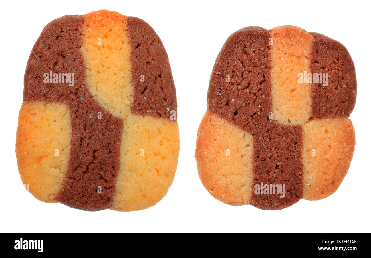 Two tasty biscuits isolated against a white background Stock Photo - Alamy