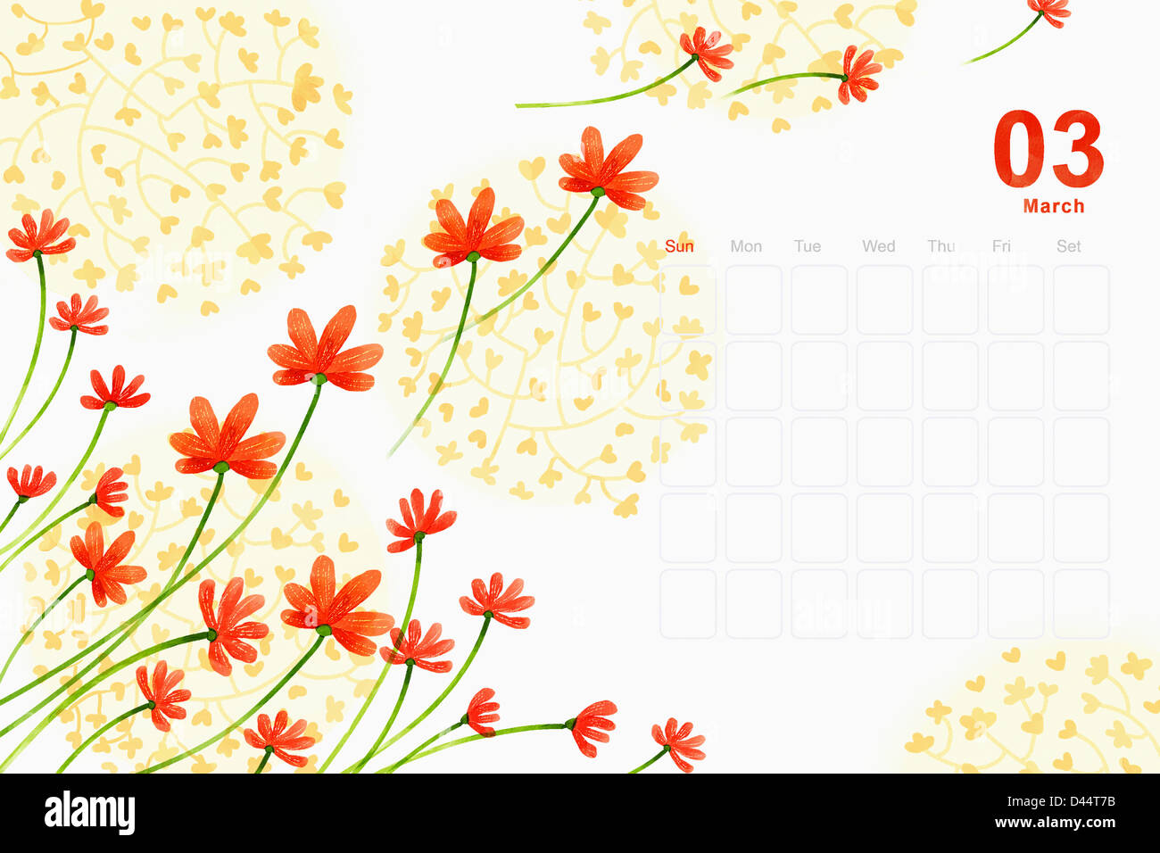 a illustration calendar page of march Stock Photo - Alamy