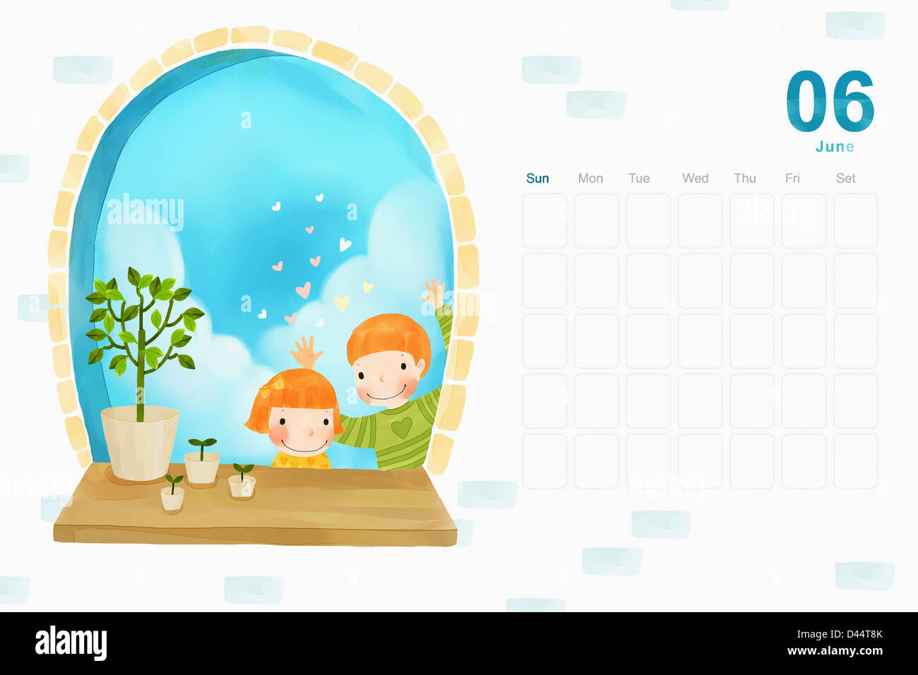 a illustration calendar page of June Stock Photo - Alamy