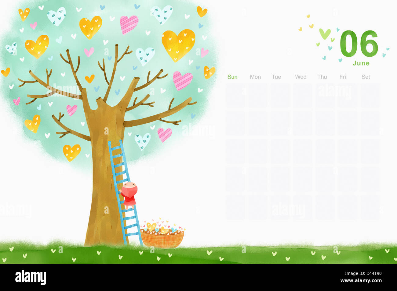 a illustration calendar page of June Stock Photo - Alamy