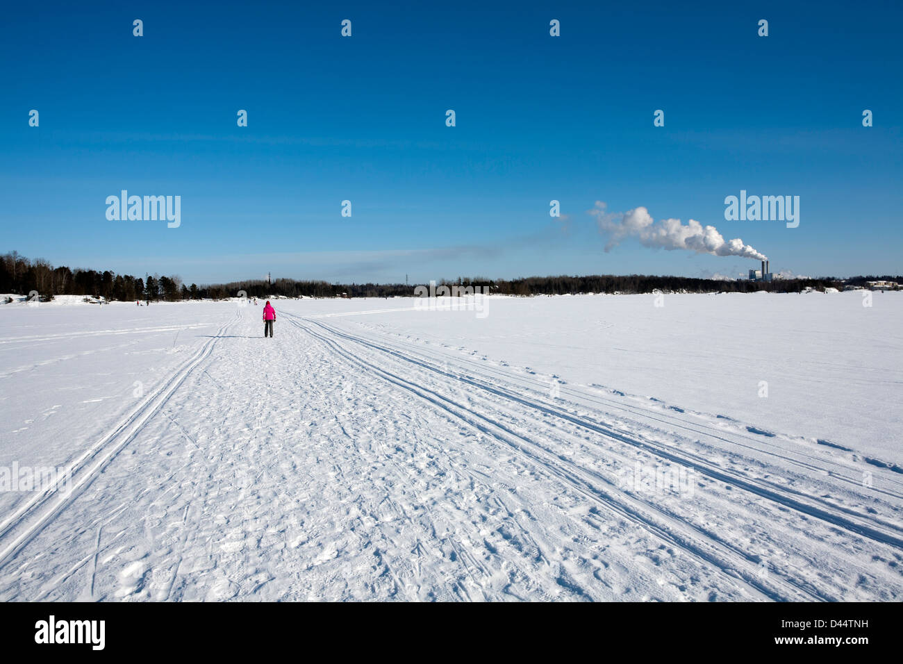 Winter scenery over the frozen lake, Lappeenranta Finland Stock Photo ...