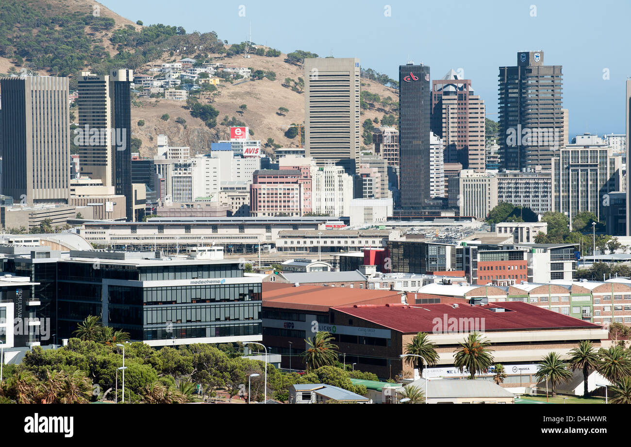 Cape Town city skyline seen from Nelson Mandela Blvd. Medscheme and ...