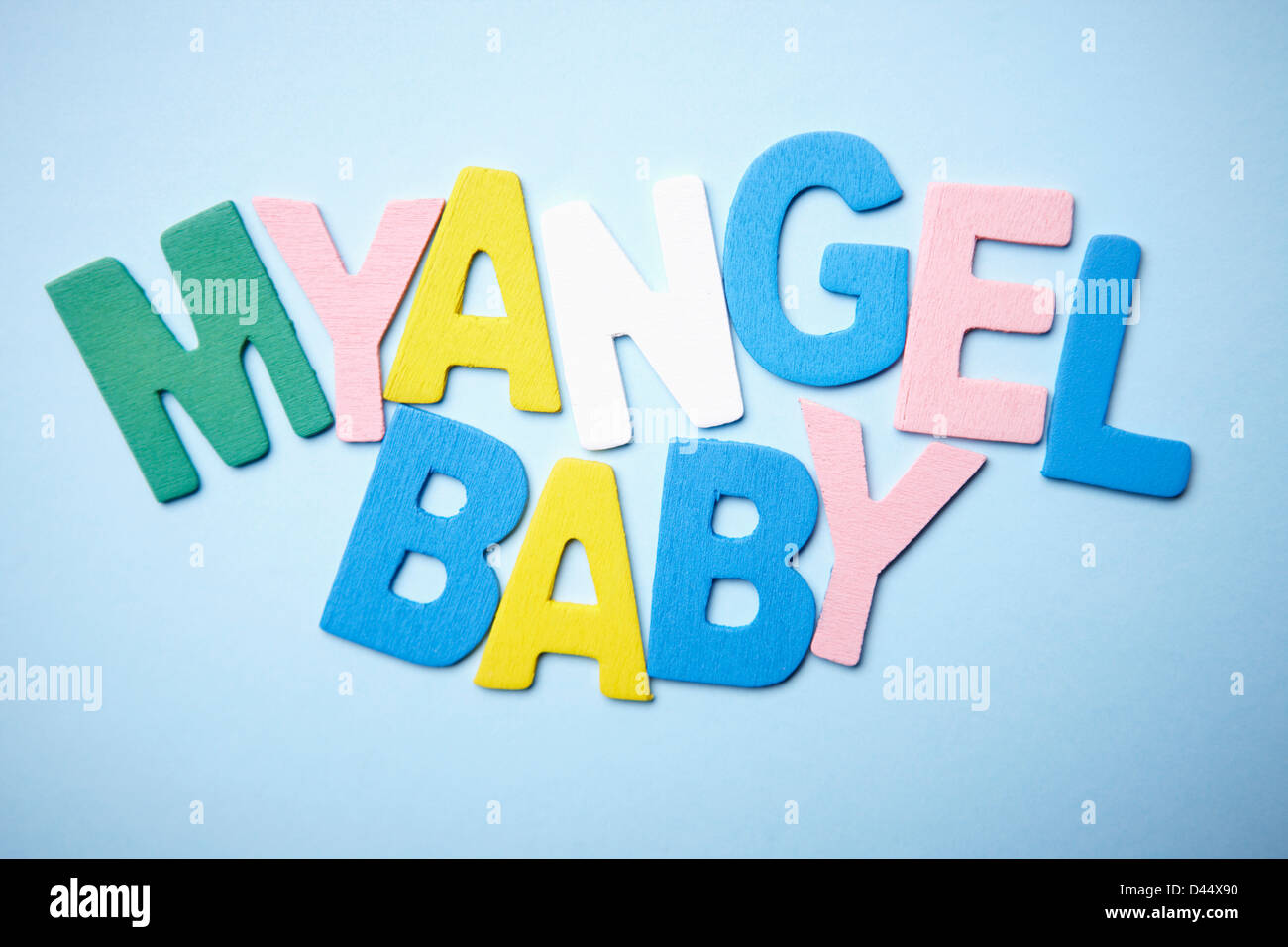 a word written my angel baby on blue background Stock Photo - Alamy