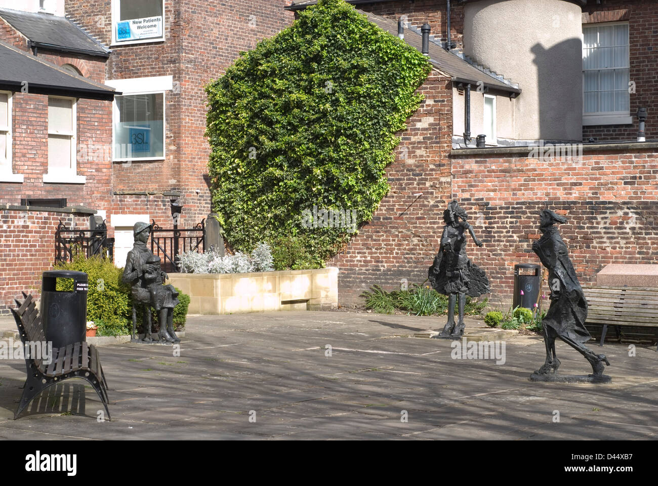 3 sculptures by George Fullard, displayed in the courtyard of the Upper ...