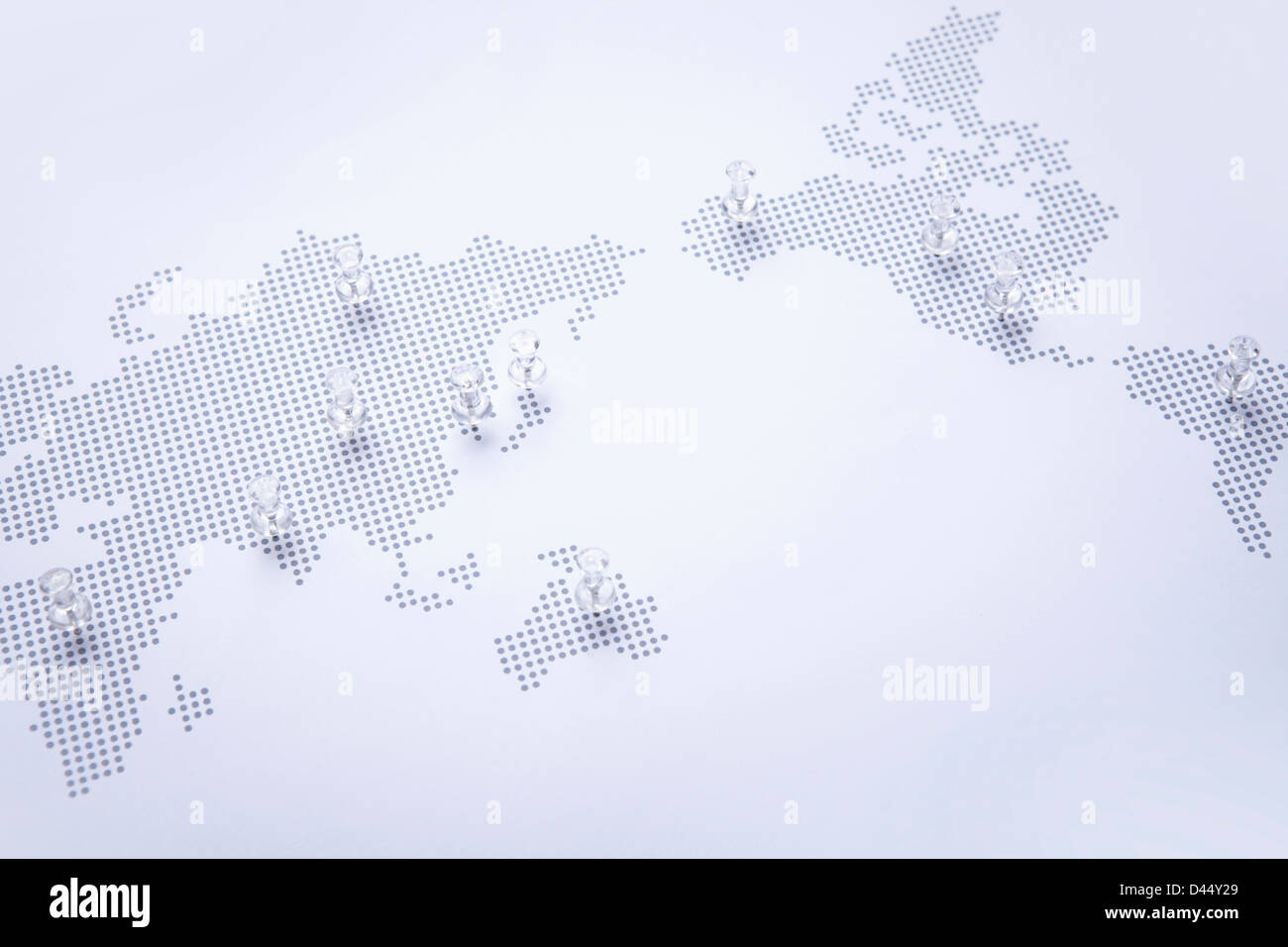 pins on different part of world map Stock Photo - Alamy