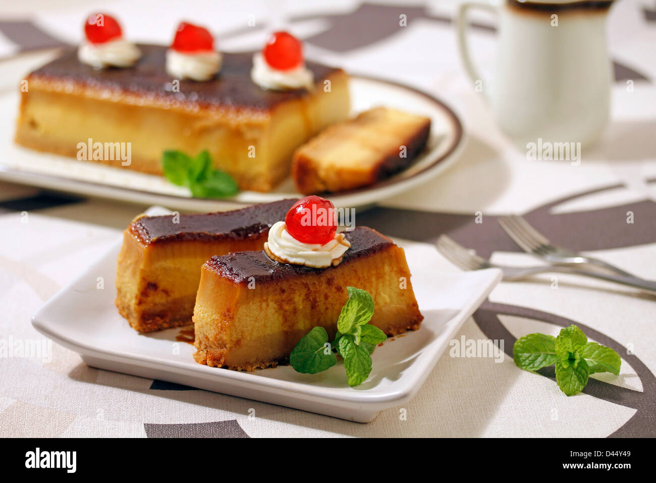 Nougat pudding. Recipe available Stock Photo - Alamy
