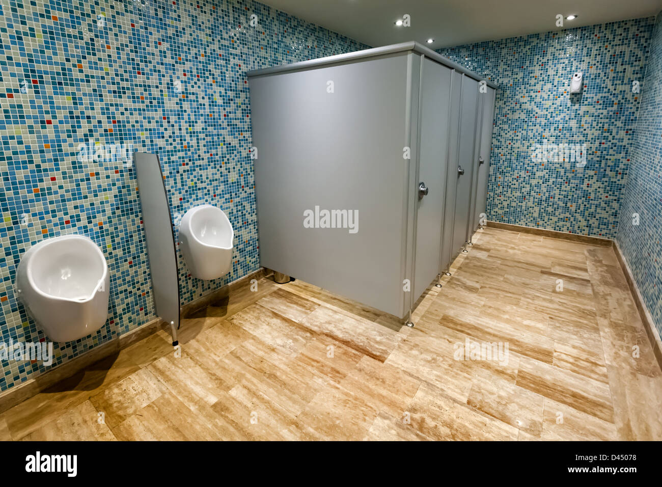 Modern public wc, blue colors Stock Photo - Alamy