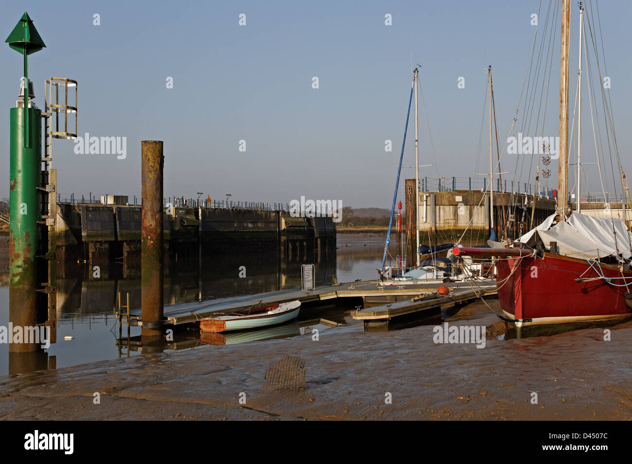 The flood barrier on the River Colne at Wivenhoe near Colchester,UK ...