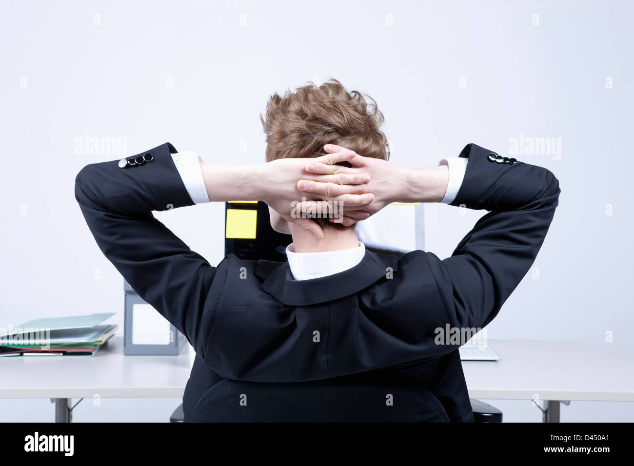 back shot of a man using computer Stock Photo - Alamy