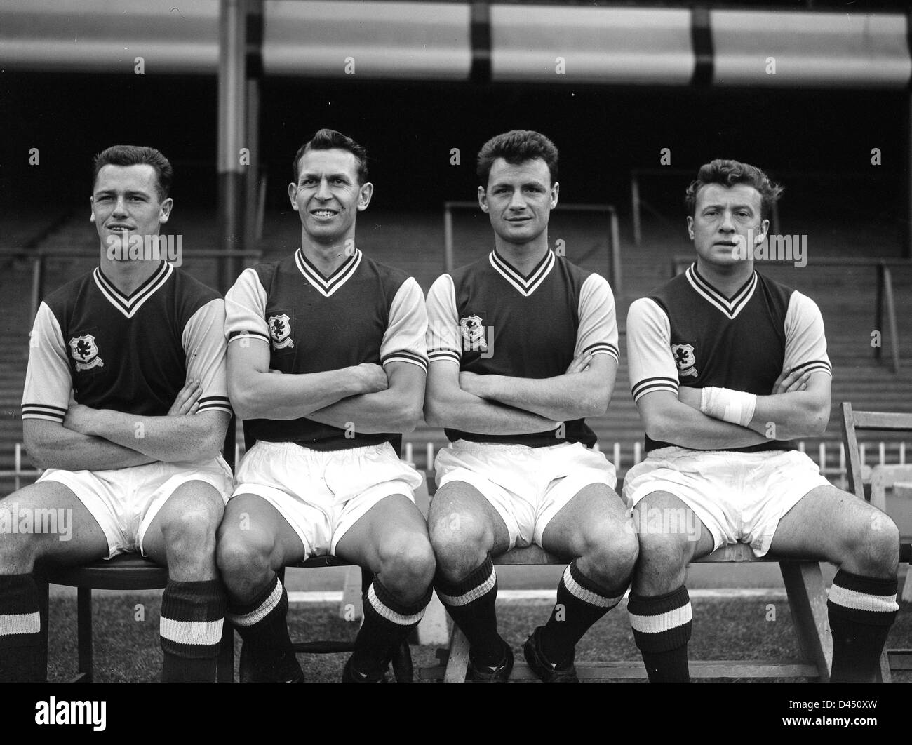 Aston Villa Football Club footballers 1959 Peter McParland, Peter Aldis ...