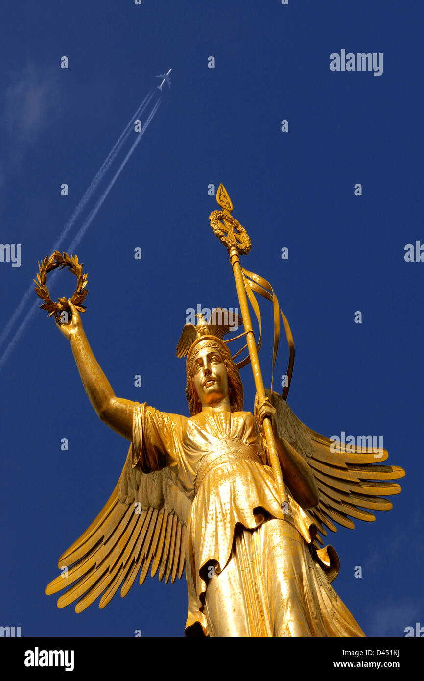 Berlin golden Angel on top of the victory column in Berlin Germany ...