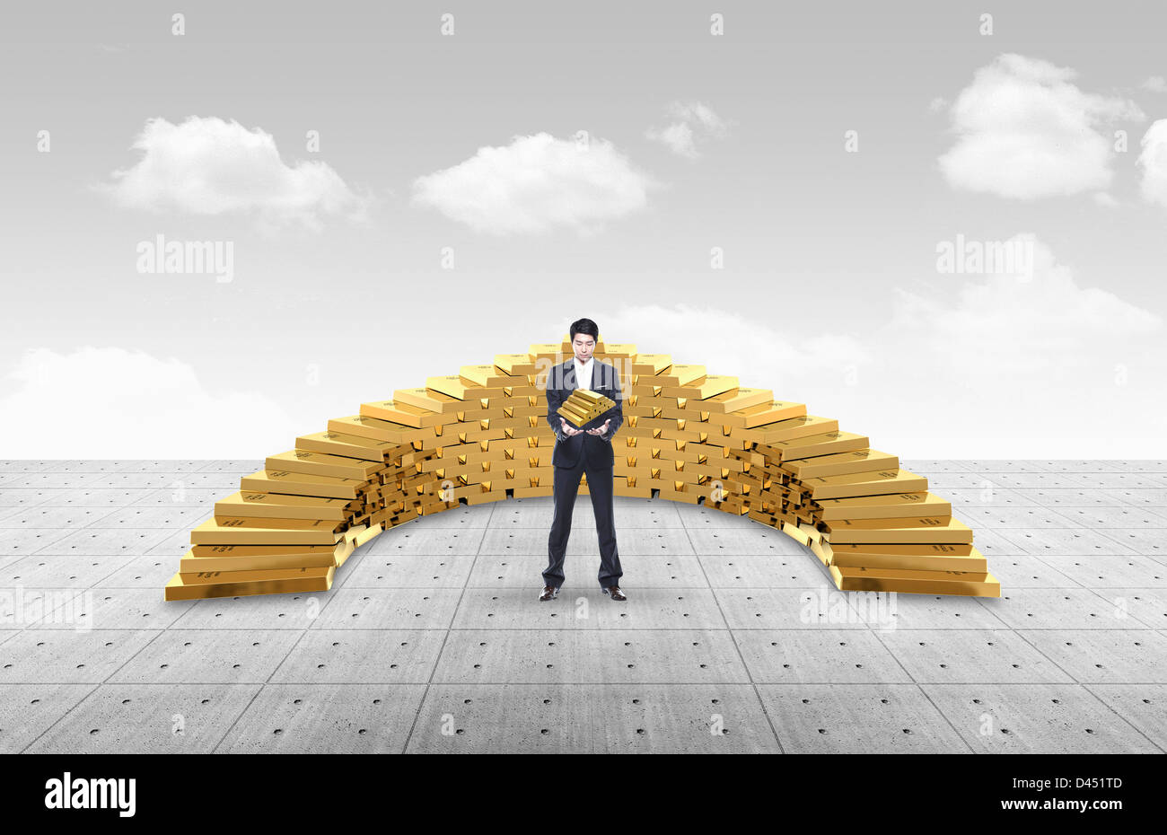 businessman in front of a golden stairs Stock Photo - Alamy