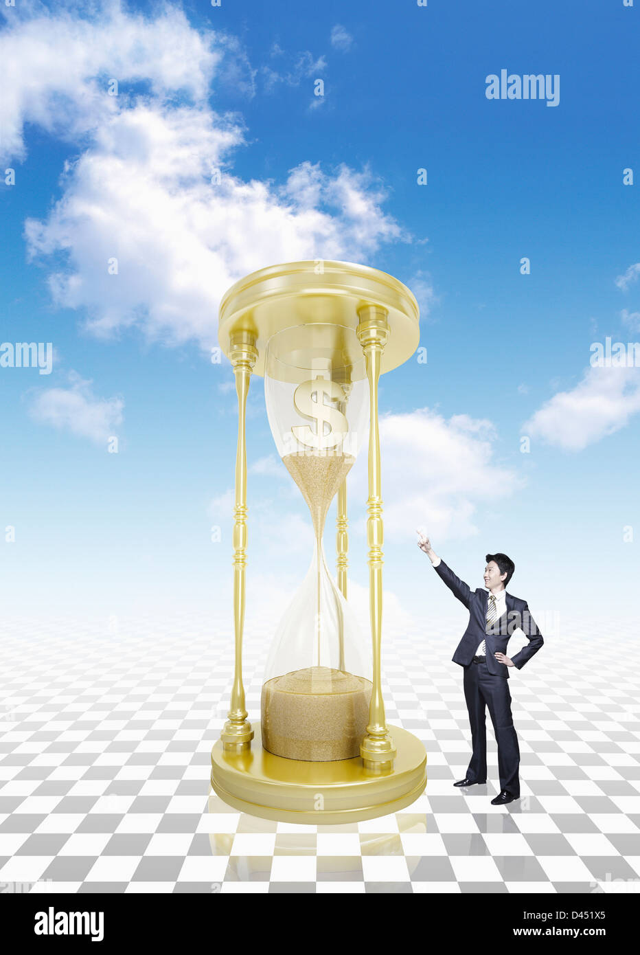businessman next to a time glass Stock Photo - Alamy