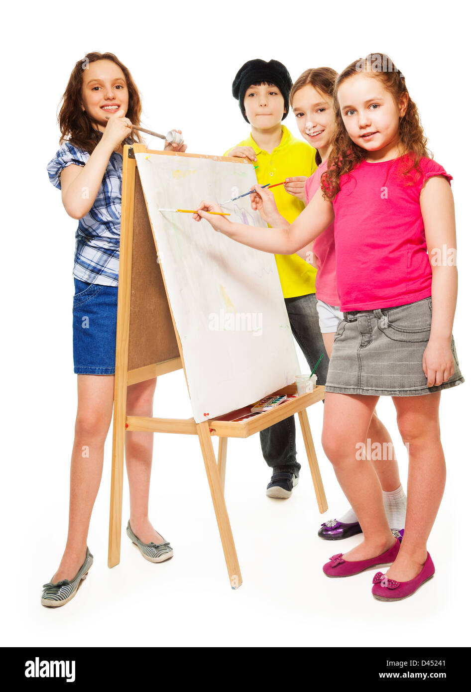 Group four kids one girl hi-res stock photography and images - Alamy