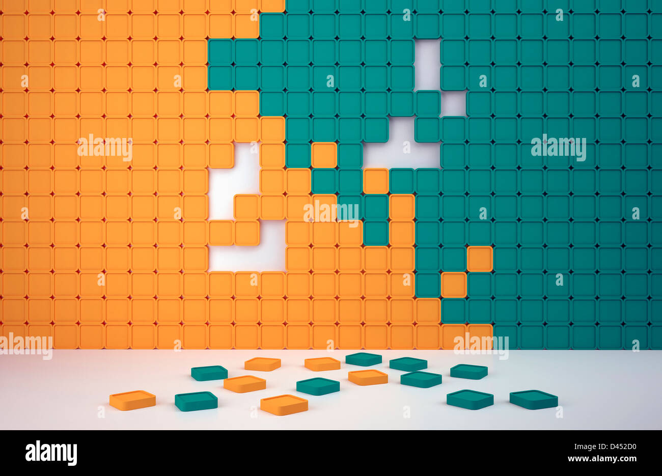 a fallen square blocks on the floor Stock Photo - Alamy