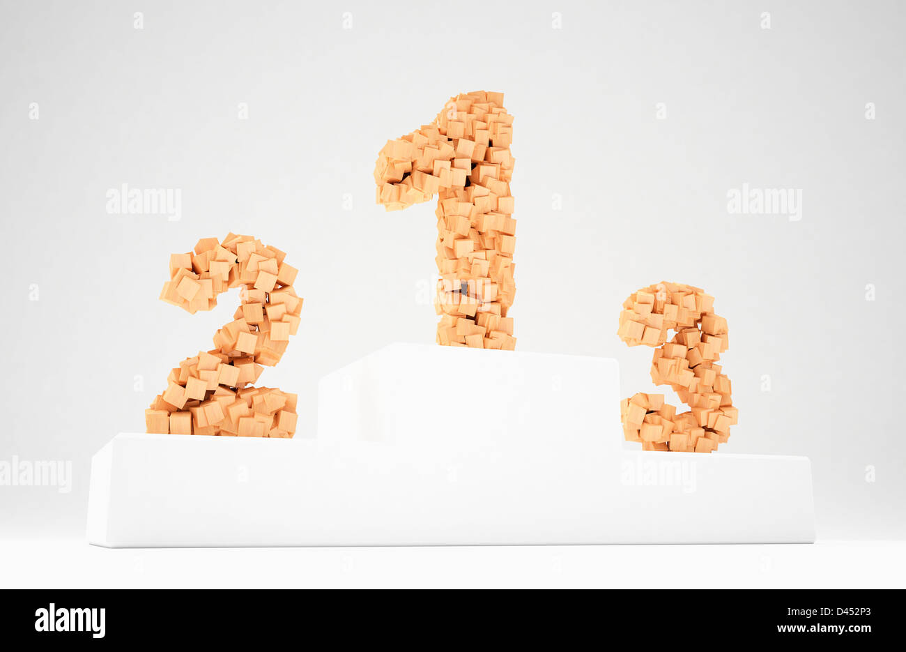 wooden blocks of numer 1 2 3 places on podium Stock Photo - Alamy