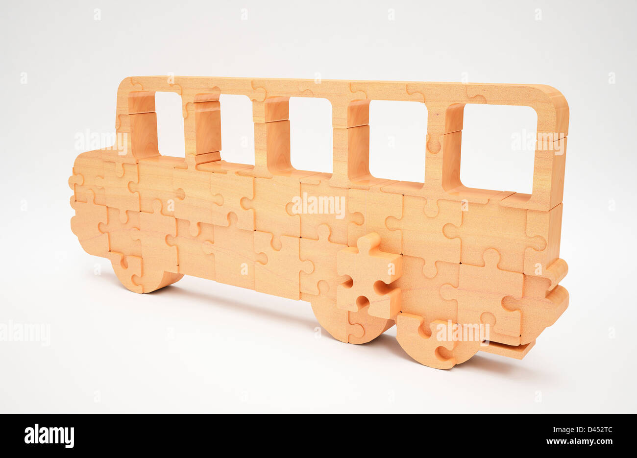 wooden puzzle forming a bus shape Stock Photo - Alamy