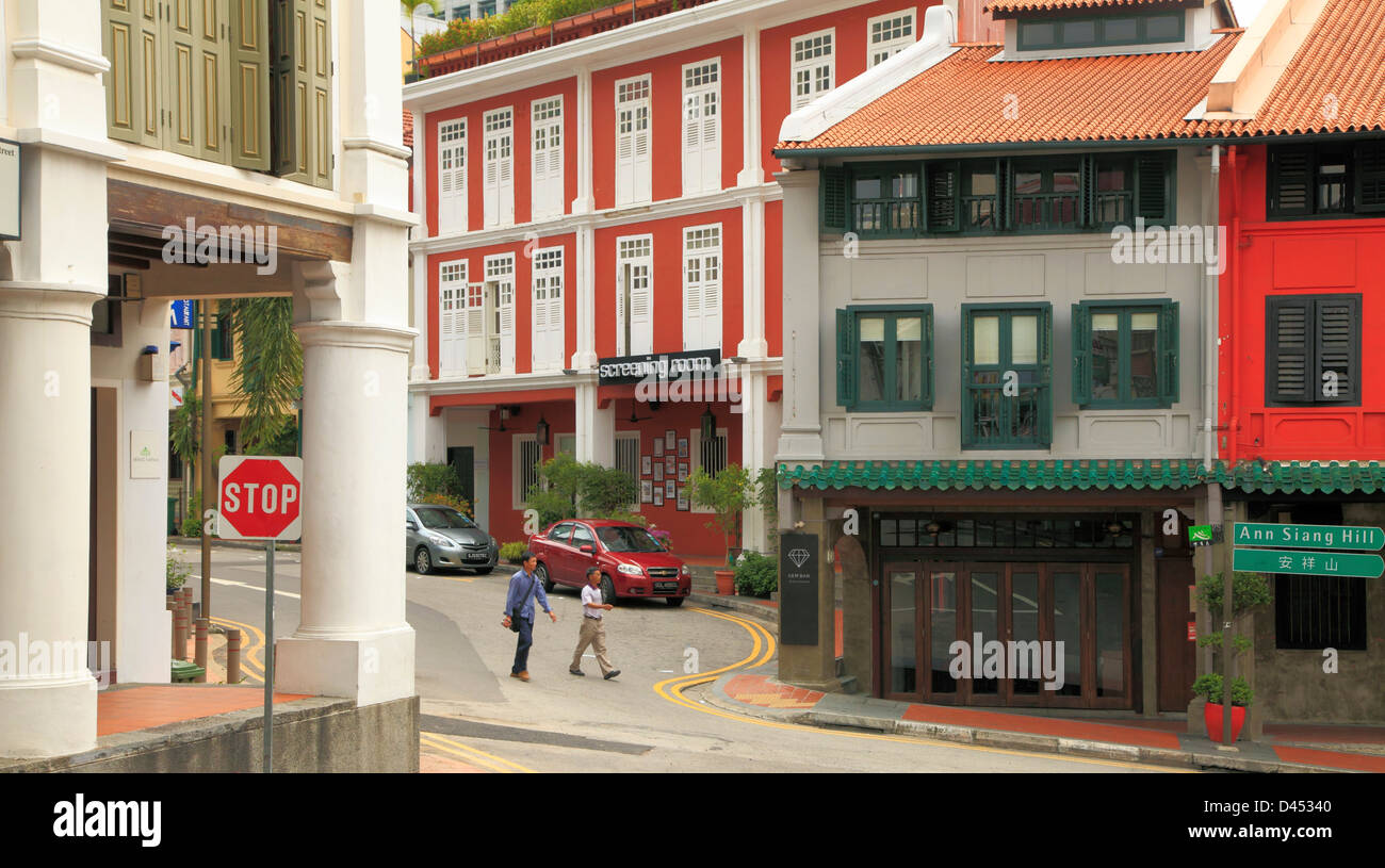 Singapore, Chinatown, street scene, typical architecture Stock Photo ...