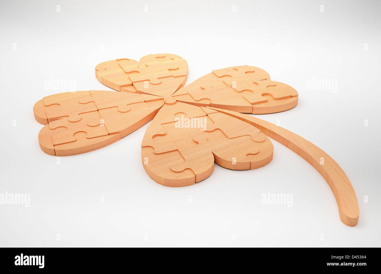 wooden puzzles forming a cloverhouse Stock Photo - Alamy