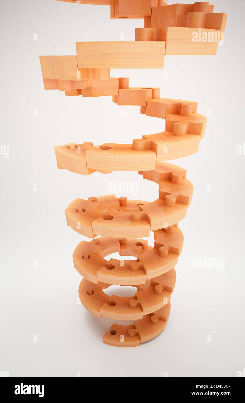 wooden puzzles forming spiral stairs Stock Photo - Alamy
