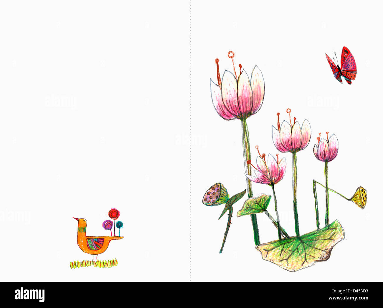 card template design of lotus flowers Stock Photo - Alamy
