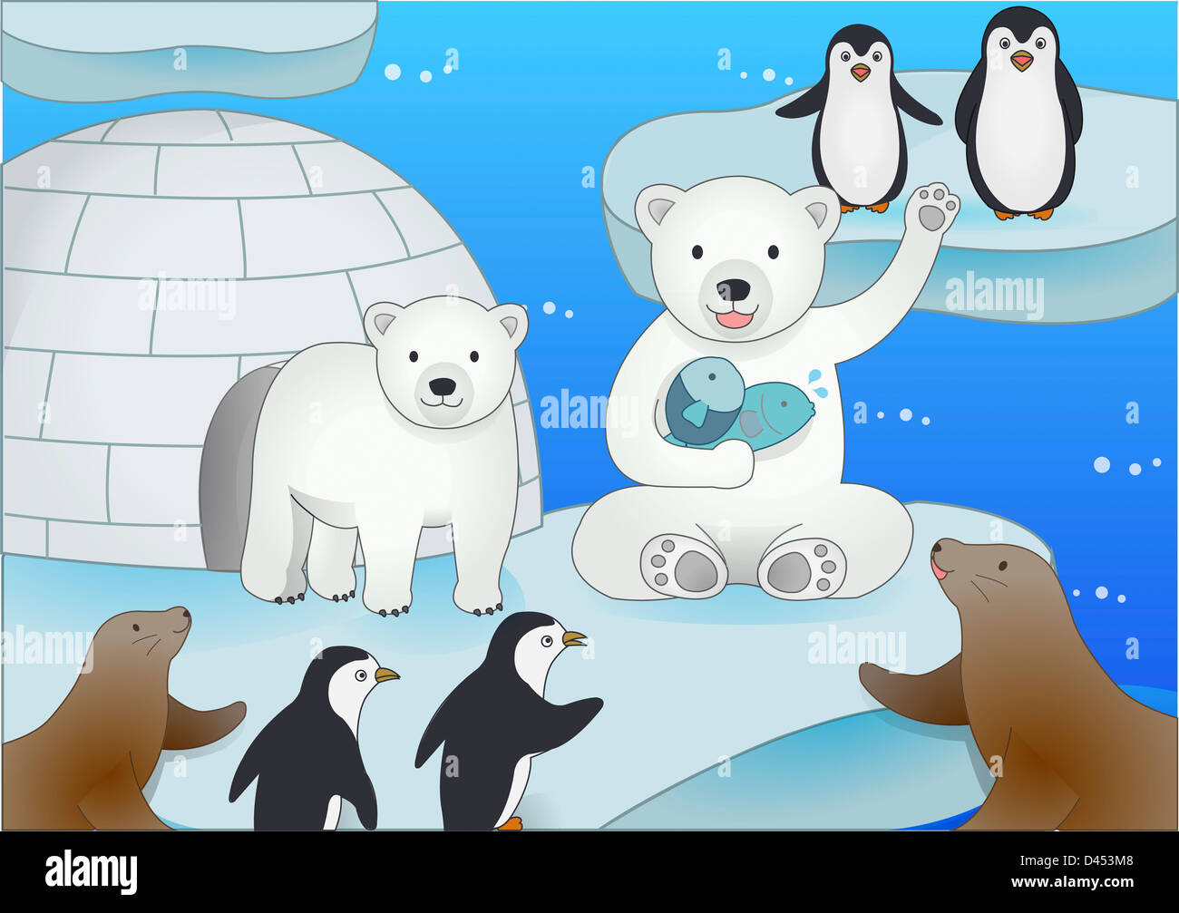 illustration of animals in ice Stock Photo - Alamy