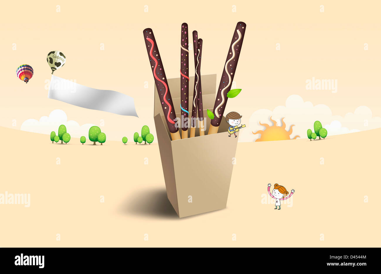 illustration of pepero in a box Stock Photo - Alamy