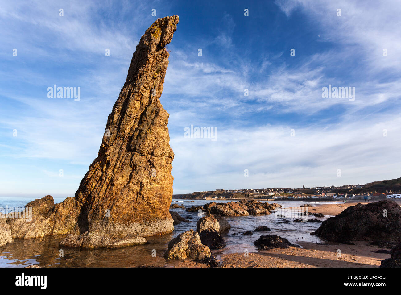 Spectacular rock on the beautiful beach at Cullen, Moray, Scotland.UK ...