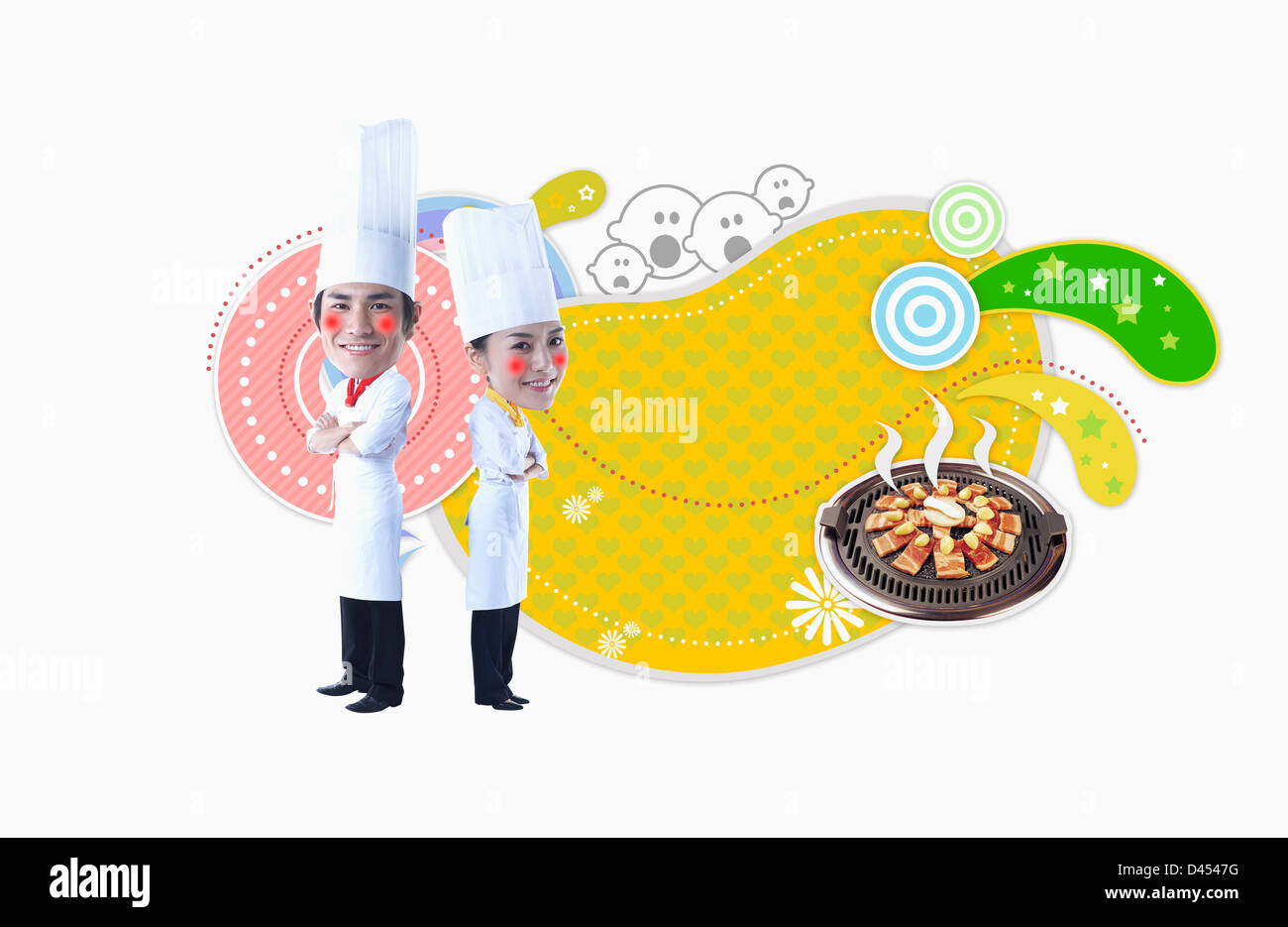 memo design template with food and two chefs Stock Photo - Alamy