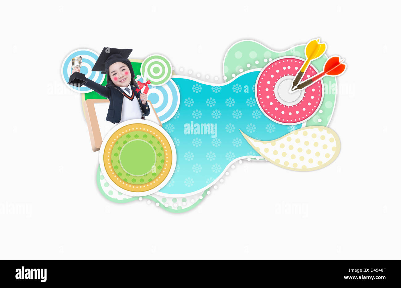 memo design template with a student with graduation hat Stock Photo - Alamy