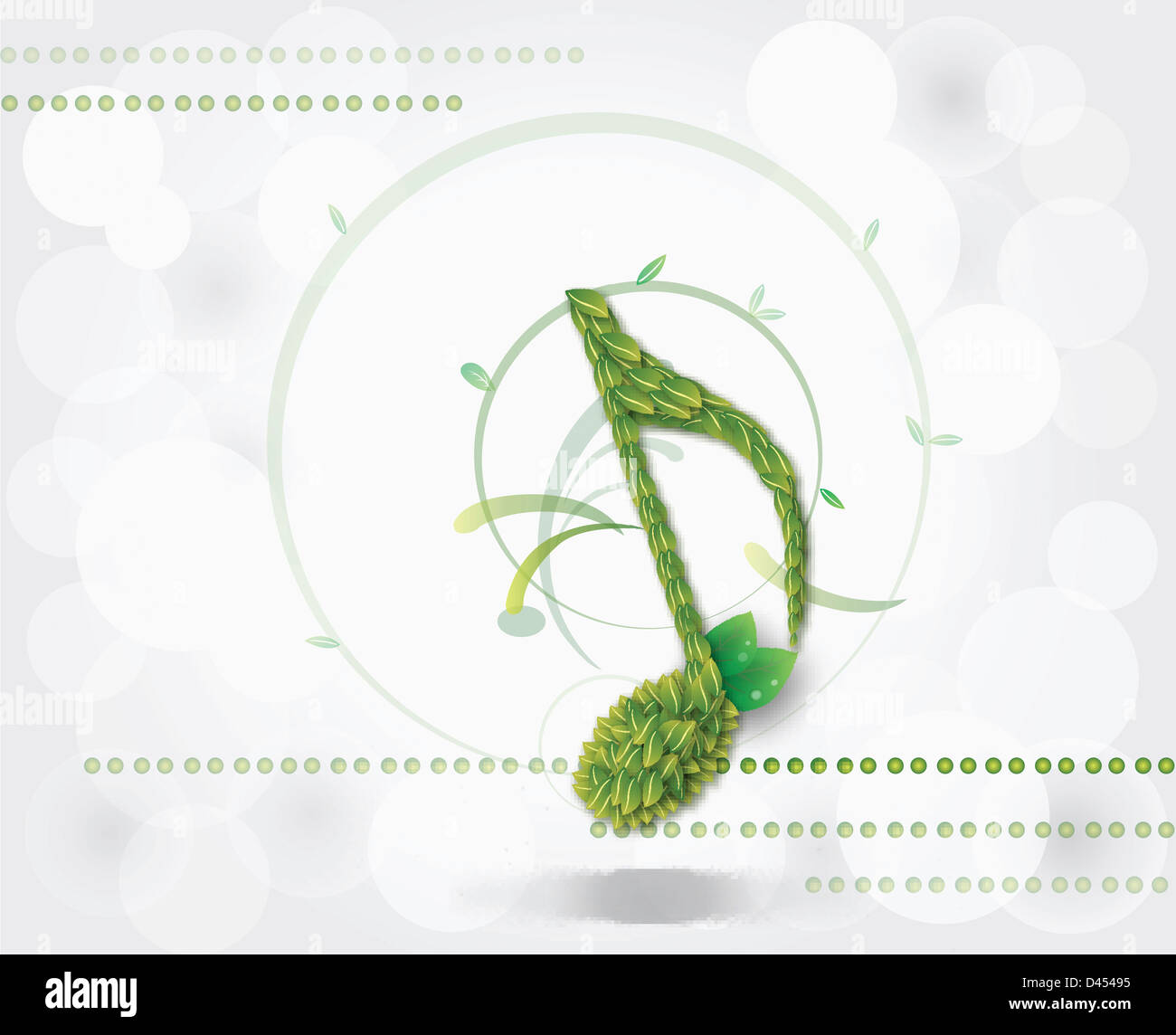 illustration of green musical note made out of leaves Stock Photo - Alamy