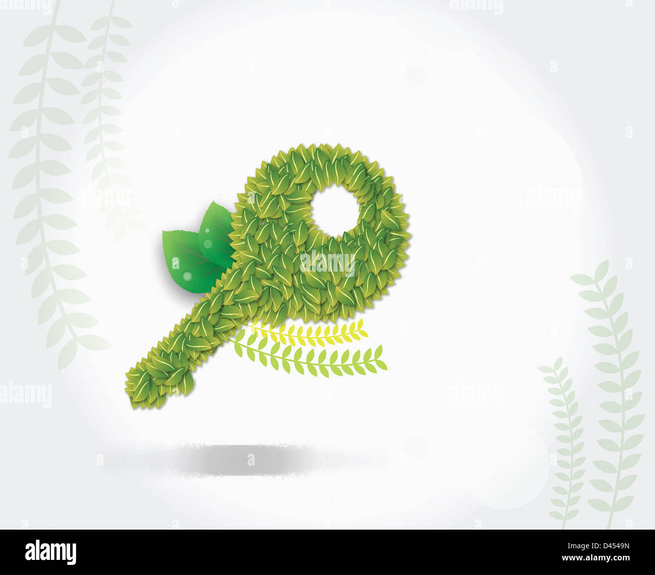 illustration of green key made out of leaves Stock Photo - Alamy